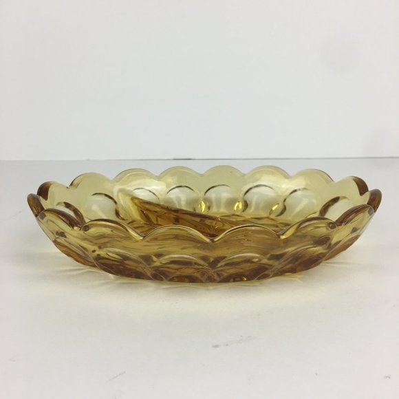 Anchor Hocking | Dining | Vtg Orange Amber Pressed Glass Candy Olive ...